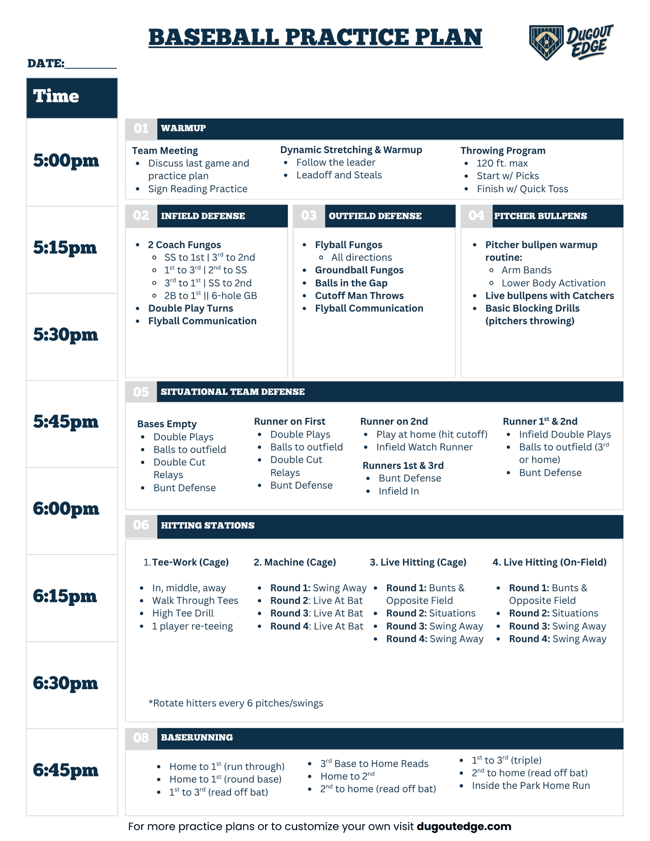 9u baseball practice plan