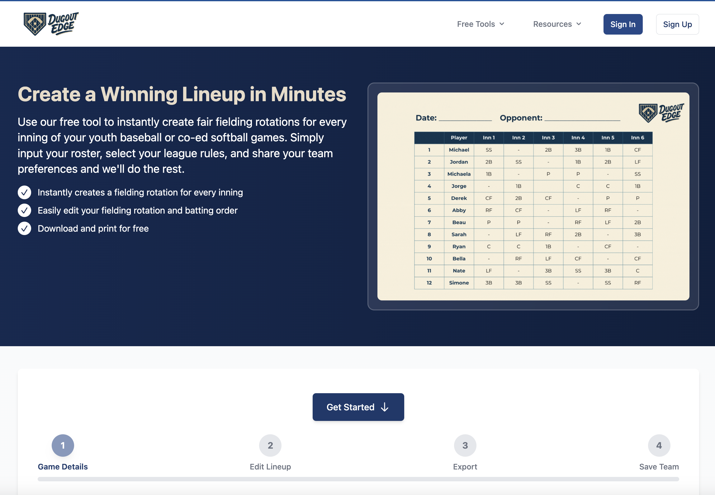 Free Youth Baseball & Softball Lineup Generator | Dugout Edge